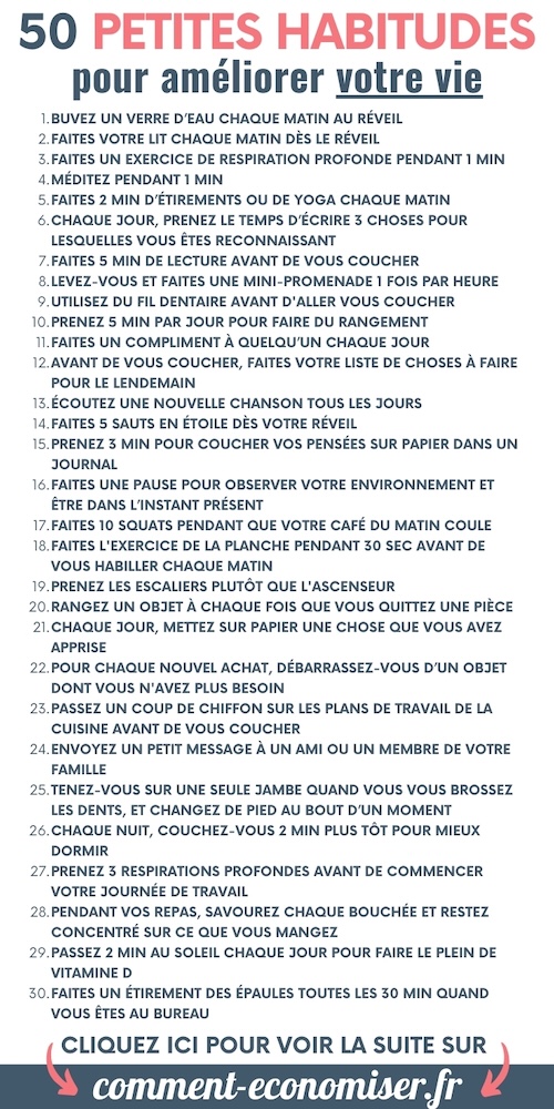 50 Petites Habitudes Pour Améliorer votre Vie Rapidement.