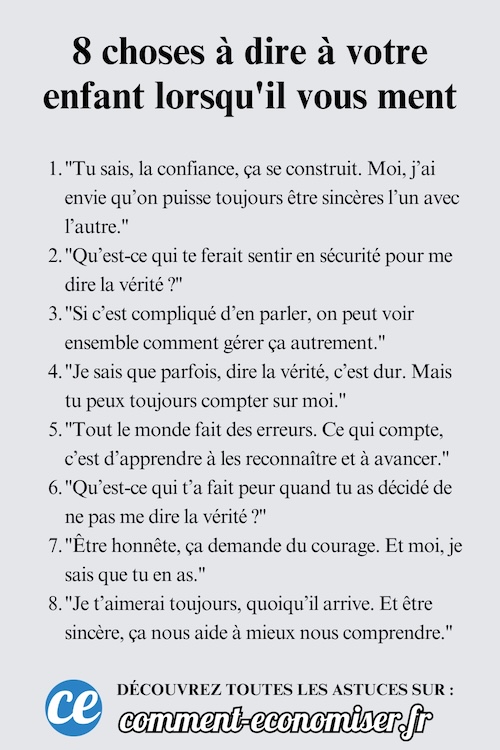 8 Choses à Dire à votre Enfant Lorsqu'il Vous Ment.