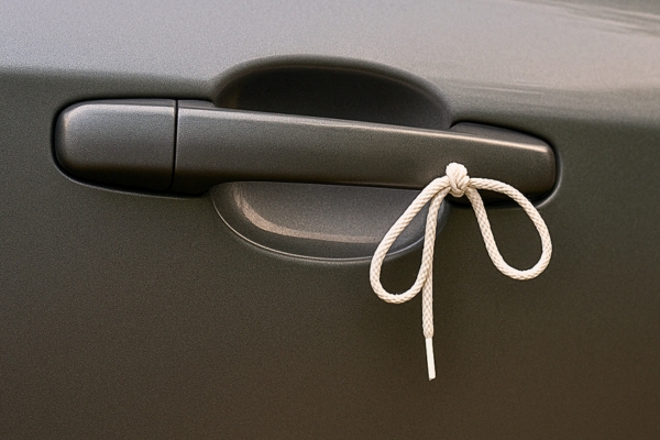 Voir un fil attaché à la poignée d’une portière de voiture : ce que ...