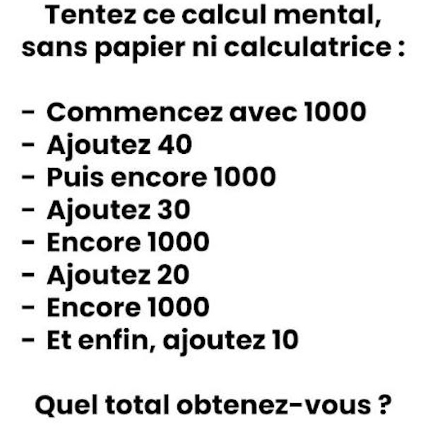 Essayez de résoudre ce calcul mental, sans papier ni calculatrice